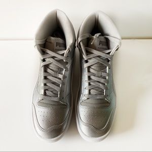 Puma | Shoes | Puma Ralph Sampson High Rise Silver Lthr Sneaker | Poshmark